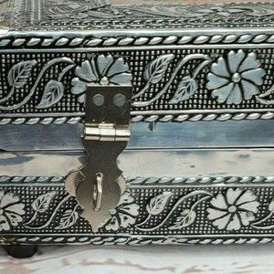 Unlisted | Storage & Organization | Vintage Embossed Metal Book Jewelry ...